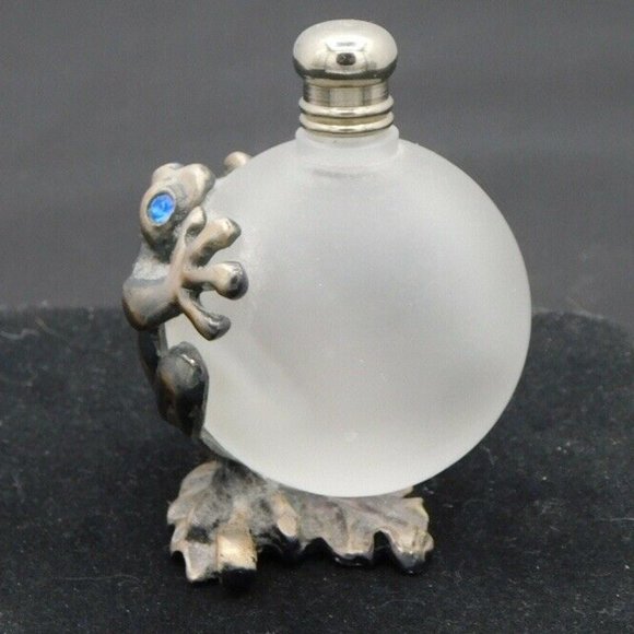 Source Unknown | Other | Cast Pewter Metal Frog Perfume Bottle Wfrosted ...